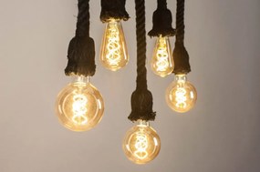 Závěsné černé designové svítidlo nad stůl Rope Industry Bulb 5 Nero