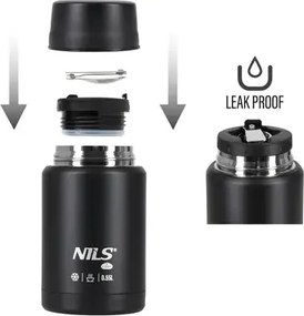 Nils Camp NC3807 černá / Termoska na jídlo / 550 ml / nerez