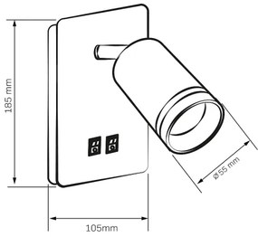 LED Nástěnné bodové svítidlo PARIS 1xGU10/10W/230V + LED/6W/230V bílá