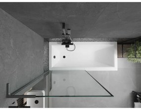 Mexen Next L, 1-křídlová vanová zástěna 90 x 150 cm, 6mm čiré sklo-černý vzor, ​​grafitový profil, 895-090-000-03-70-95