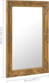 Nástěnné zrcadlo barokní styl 50 x 80 cm zlaté 320321