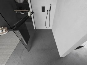 Mexen Kioto+ L, sprchová zástěna Walk-In s poličkou a věšákem 105 x 200 cm, 8mm čiré sklo, černý profil, 800-105-123-70-00