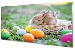 Obraz na skle králíci vejce 120x60 cm