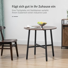 Jídelní stůl HOMCOM pro 4 osoby, moderní design do jídelny a kuchyně, ocel, hnědý, 80 x 76 cm