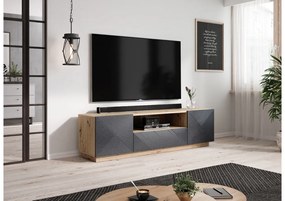 TV stolek Asha 167 cm - dub artisan / rivier stone mat