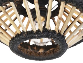 Venkovské stropní svítidlo bambusové s černou 30 cm - Evalin