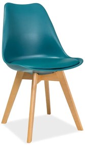 MAXIVA Jídelní židle - KRIS buk, plast/ekokůže, různé barvy na výběr Sedák: mořský (plast)