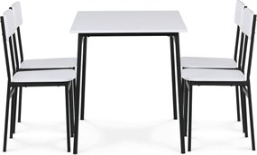 Jídelní set CORTINA 1+4 - bílý / černé kovové nohy