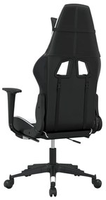 Herní židle s podnožkou černá a bílá umělá kůže,  3143704