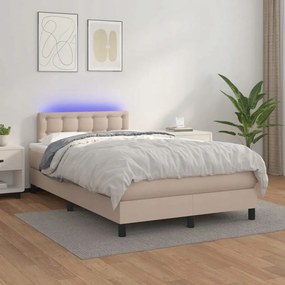 Box Spring Postel Matrace A Led 160X200Cm Umělá Kůže Cappuccino tlačítka