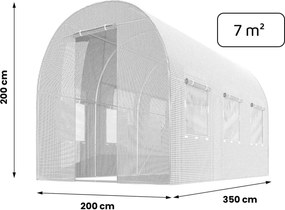 Zahradní skleník 2 x 3,5 m (7 m2) bílý Plonos