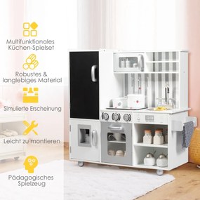 Costway Dětská kuchyňka s tabulí a simulovanými zvuky – 83 × 32 × 80 cm, bílý