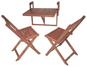 Set 2 židlí a závěsného stolku z eukalyptového dřeva Garden Pleasure Balcony Berkeley