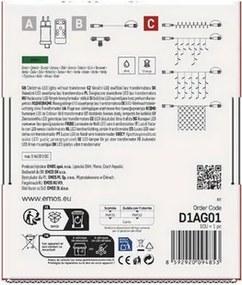 Propojovací vánoční řetěz bez zdroje EMOS Connecting D1AG01 ZY1927 100LED 10m zelená