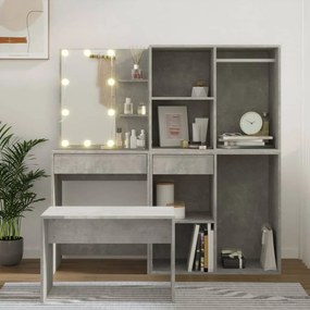 Toaletní Stolek Sada S Led Betonově Šedý Kompozitní Dřevo