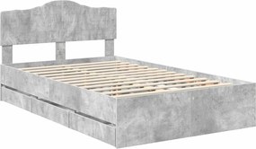 Rám postele s čelo Betonově šedá 135 x 190 cm Inženýrské dřevo 3413015