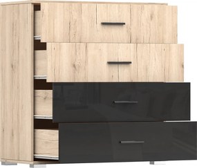 IDZ Komoda BARI 4S, 90 cm Dub San Remo/Černá