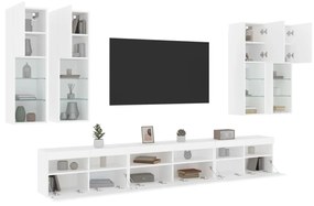 7dílná obývací stěna s LED osvětlením bílá