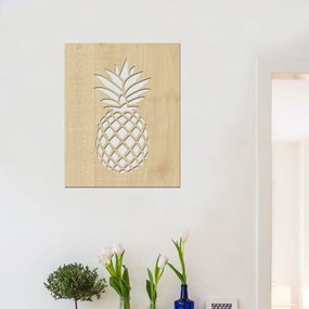 dřevo života Dřevěná dekorace na zeď ANANAS Rozměry (cm): 60x75, Barevný vzor: Bílá