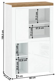 Skříňka VILGO 2D, lesklá bílá