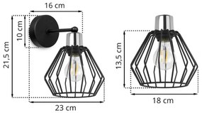 Nástěnné svítidlo Nuvola 4, 1x černé drátěné stínítko,