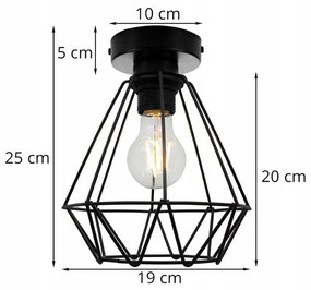 Stropní svítidlo Fusion 1, 1x černé drátěné stínítko