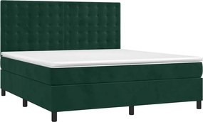 Box spring postel s matrací tmavě zelená 160x200 cm samet 3143274