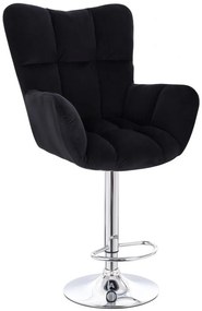 LuxuryForm DESIGN Barové křeslo AURORA VELUR na stříbrné kulaté podstavě - černé