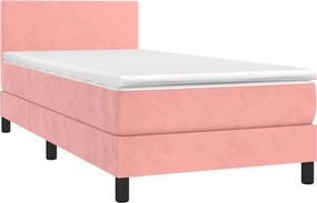 Box spring postel s matrací a LED růžová 90x190 cm samet 3134260
