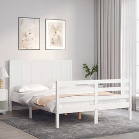 Rám postele s čelem bílý 120 x 200 cm masivní dřevo,  3194502 HangarStore.cz