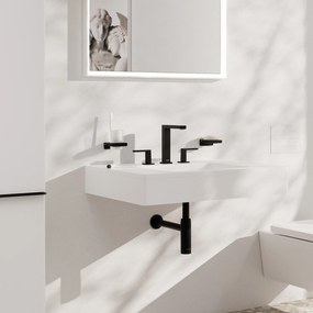 Hansgrohe Tecturis E, 3-otvorová umyvadlová baterie 150 EcoSmart+ s odtokovou soupravou Push-Open, černá matná, HAN-73030670