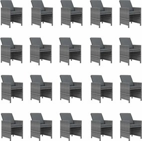 21dílný zahradní jídelní set s poduškami šedý polyratan 3095672