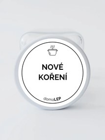 Samolepka na kořenky NOVÉ KOŘENÍ bílá 5 cm tučné písmo