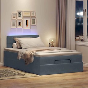 Osmanská postel s matrací &amp; LED tmavě šedá 120x190cm samet 3312609