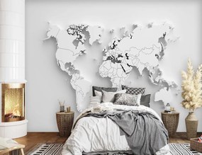 Fototapeta, Mapa světa Kontinenty 3D - 150x105 cm