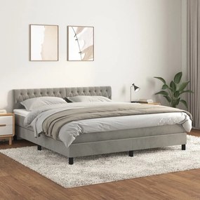 Box spring postel s matrací světle šedá 180x200 cm samet 3141497