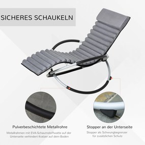 Houpací křeslo Outsunny ergonomické houpací křeslo 2 v 1 zahradní křeslo houpací lehátko kovové textilénové kulovité tmavě šedé 145x74x88 cm pro poho…