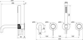 Sapho Sapho, ULTRASAN podomítková vanová baterie kompletní, černá mat/zlato mat, UT093VBG