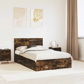 Rám postele s čelo Kouřový dub 120 x 190 cm Kompozitní dřevo 3408285