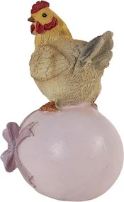 Dekorace slepička na vajíčku s mašlí - 9*7*12 cm