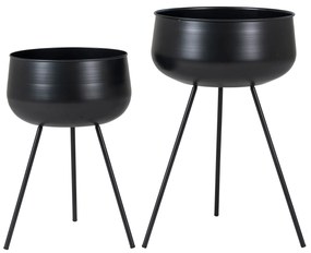House Nordic Set 2 černých kovových květináčů ARDOLA 9001170