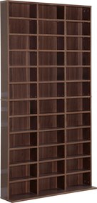 HOMCOM CD/DVD regál pro uložení 1116 CD, 36 výškově nastavitelné přihrádky, 102 x 24 x 195 cm, hnědý