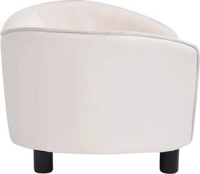 Pohovka pro psy krémová 69 x 49 x 40 cm plyš a umělá kůže 171036