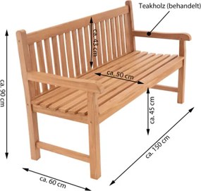 Zahradní lavice DIVERO 3-místná masiv, 150 cm