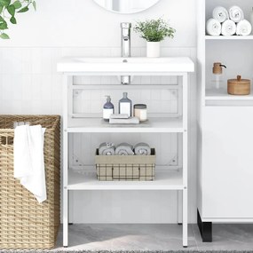 Koupelnový regál pod umyvadlo bílý 59 x 38 x 83 cm železo 338485
