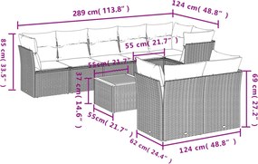 9dílná zahradní sedací souprava s poduškami béžová polyratan 3223735