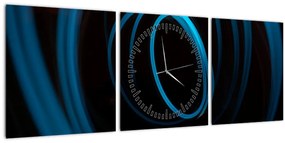 Obraz modré čáry (s hodinami) (90x30 cm)