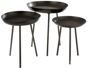 OnaDnes -20% Set tří tmavě šedých odkládacích stolků J-line Treyon 38,5/44/50 cm