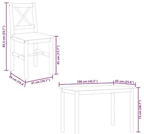 vidaXL Marketos 5dílný jídelní set bílý
