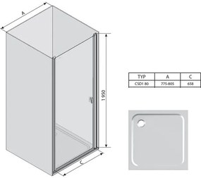 Ravak Chrome Sprchové dveře 80 cm Alu/Transparent 0QV40C00Z1 CSD1-80